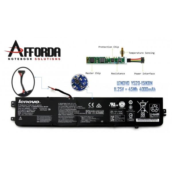 Battery Y520-15IKBN INTERNAL LI-ION 10.95V 4110mAH 1YW For Lenovo ...